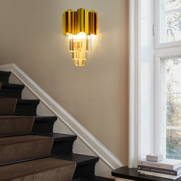 Mercer41 Boswall 9" Luxury Modern Crystal Wall Lamp Gold Need 2* E12 ...