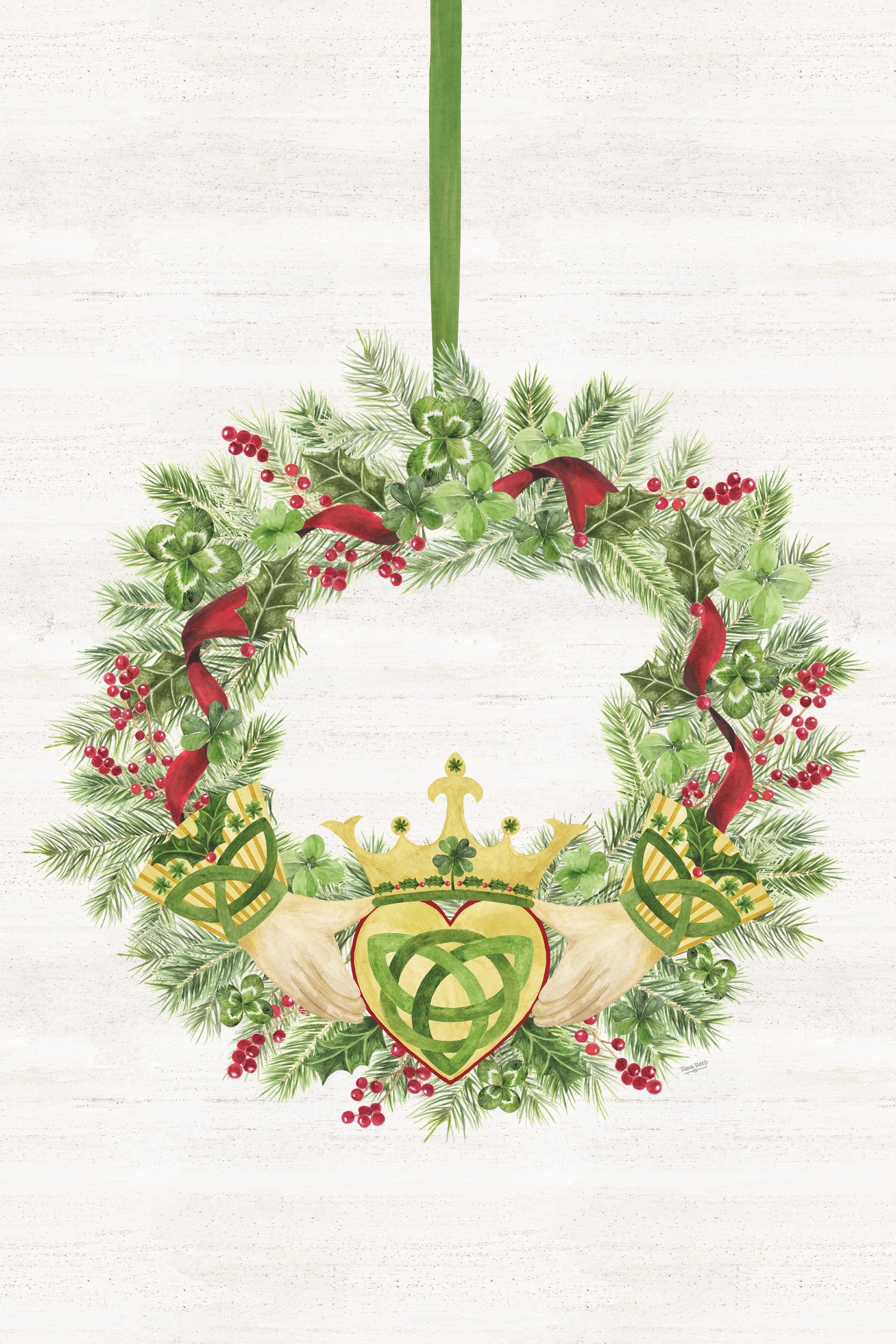The Holiday Aisle® Lekesha Irish Christmas Portrait III-Claddagh Wreath ...