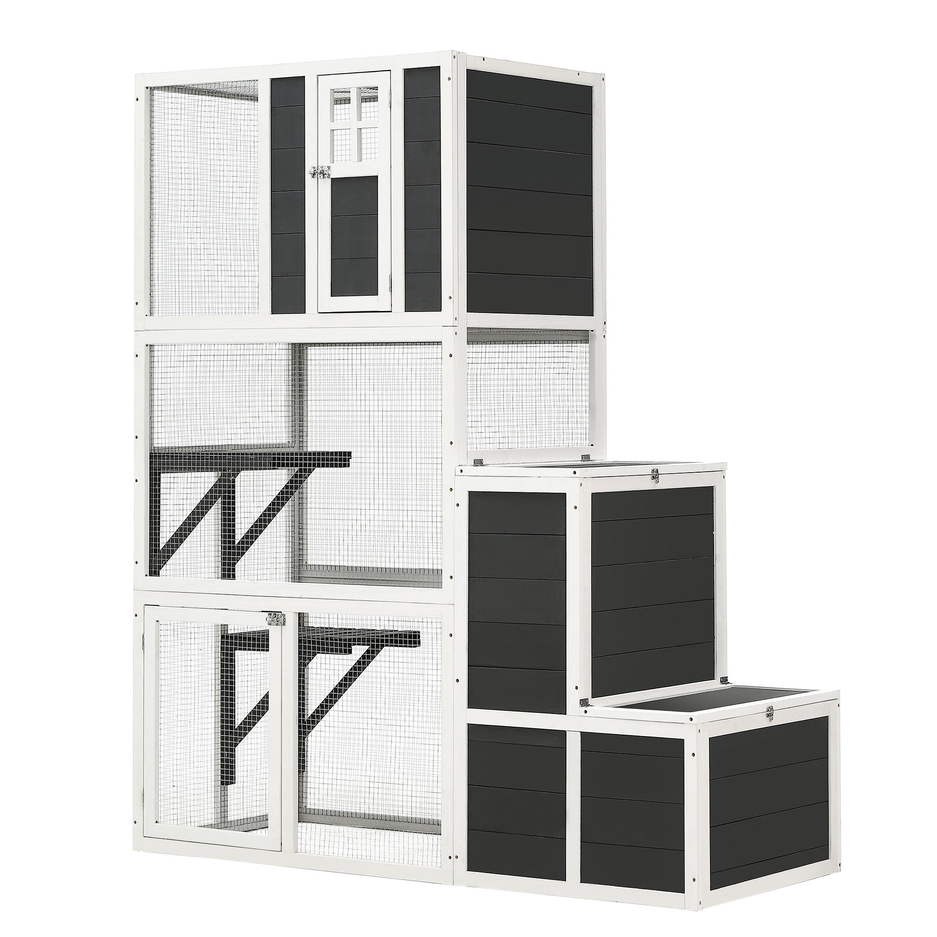 Tucker Murphy Pet™ 3 Wooden Cat House With 2 Doors & 4 Platforms - For ...
