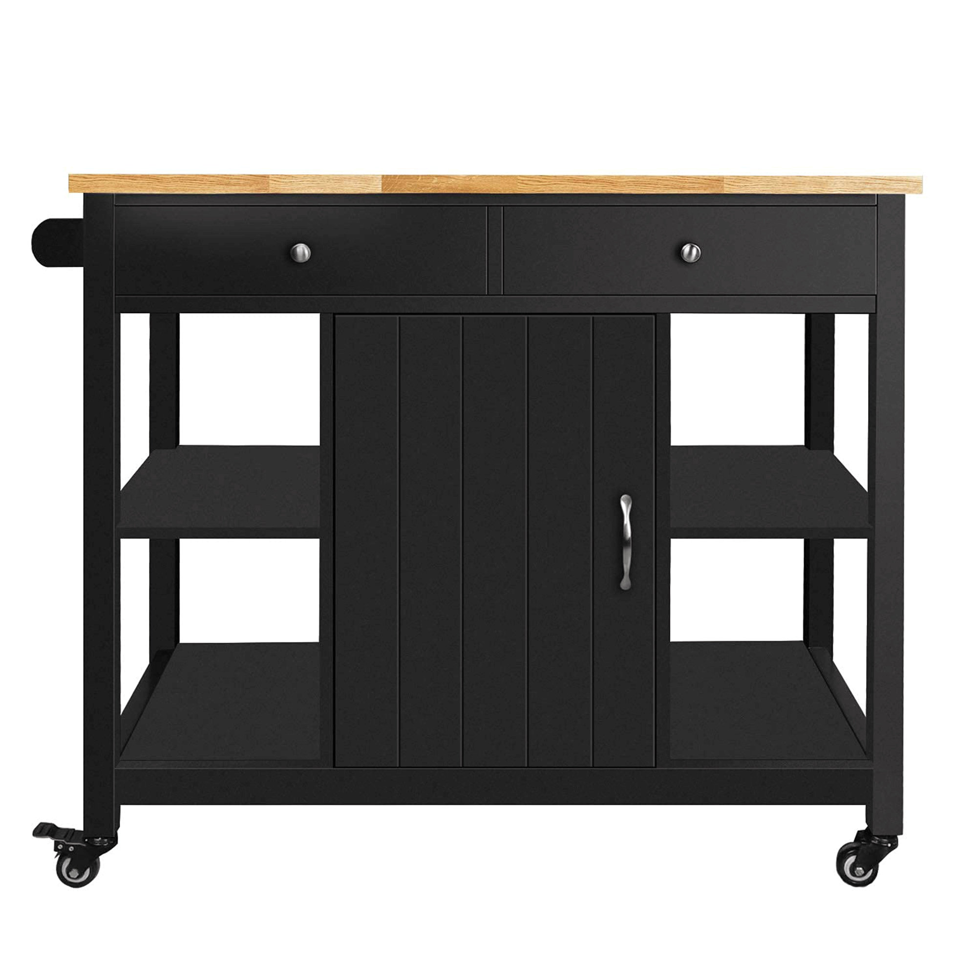 Red Barrel Studio® 40" Kitchen Island Cart – Rubber Wood Top, Locking ...