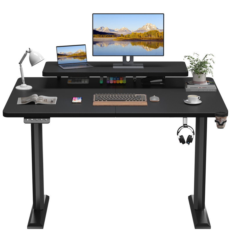 Inbox Zero Kreutzer Height Adjustable Standing Gaming Desk & Reviews ...