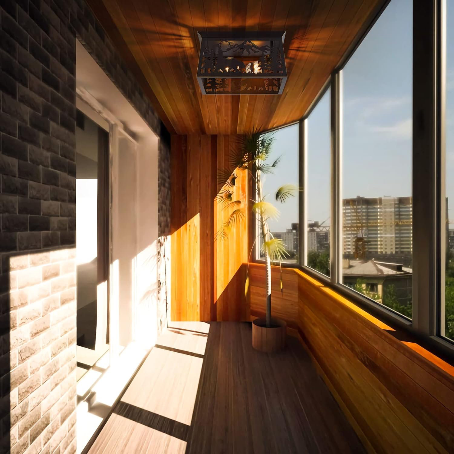 Loon Peak Rustic Bear Flush Mount Ceiling Light Fixture - Vintage ...