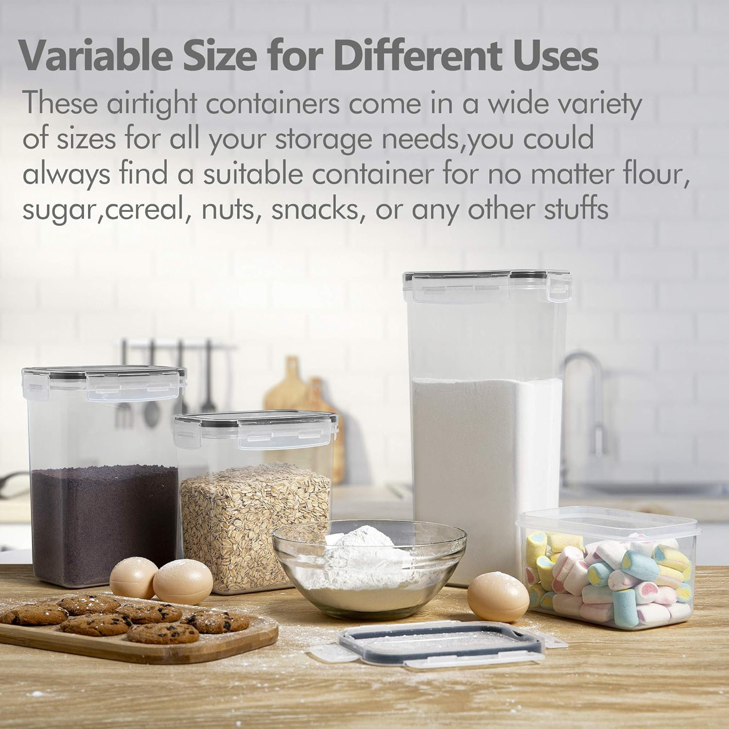 Prep & Savour Airtight Food Storage Containers With Lids, 8 PCS Plastic ...