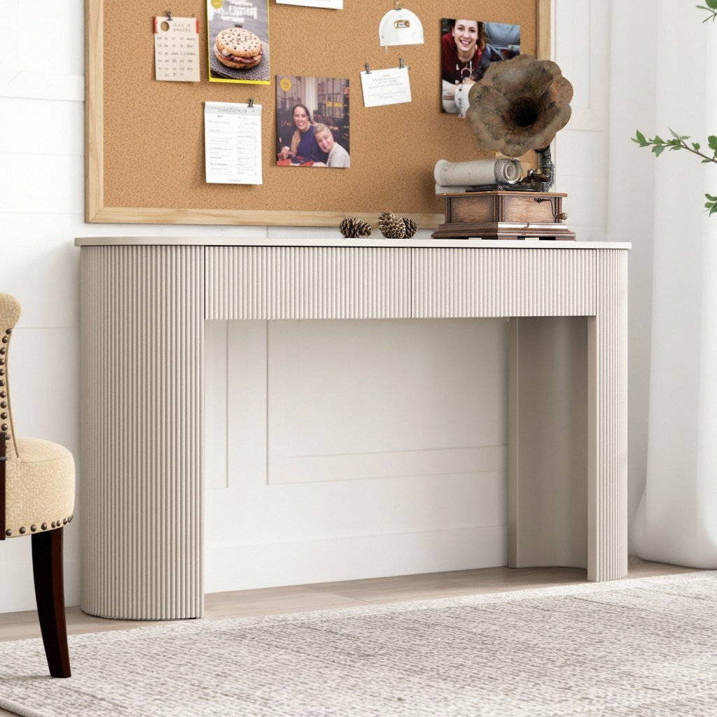 Hokku Designs 54" Fluted Console Table with 2 Drawers for Entryway and ...