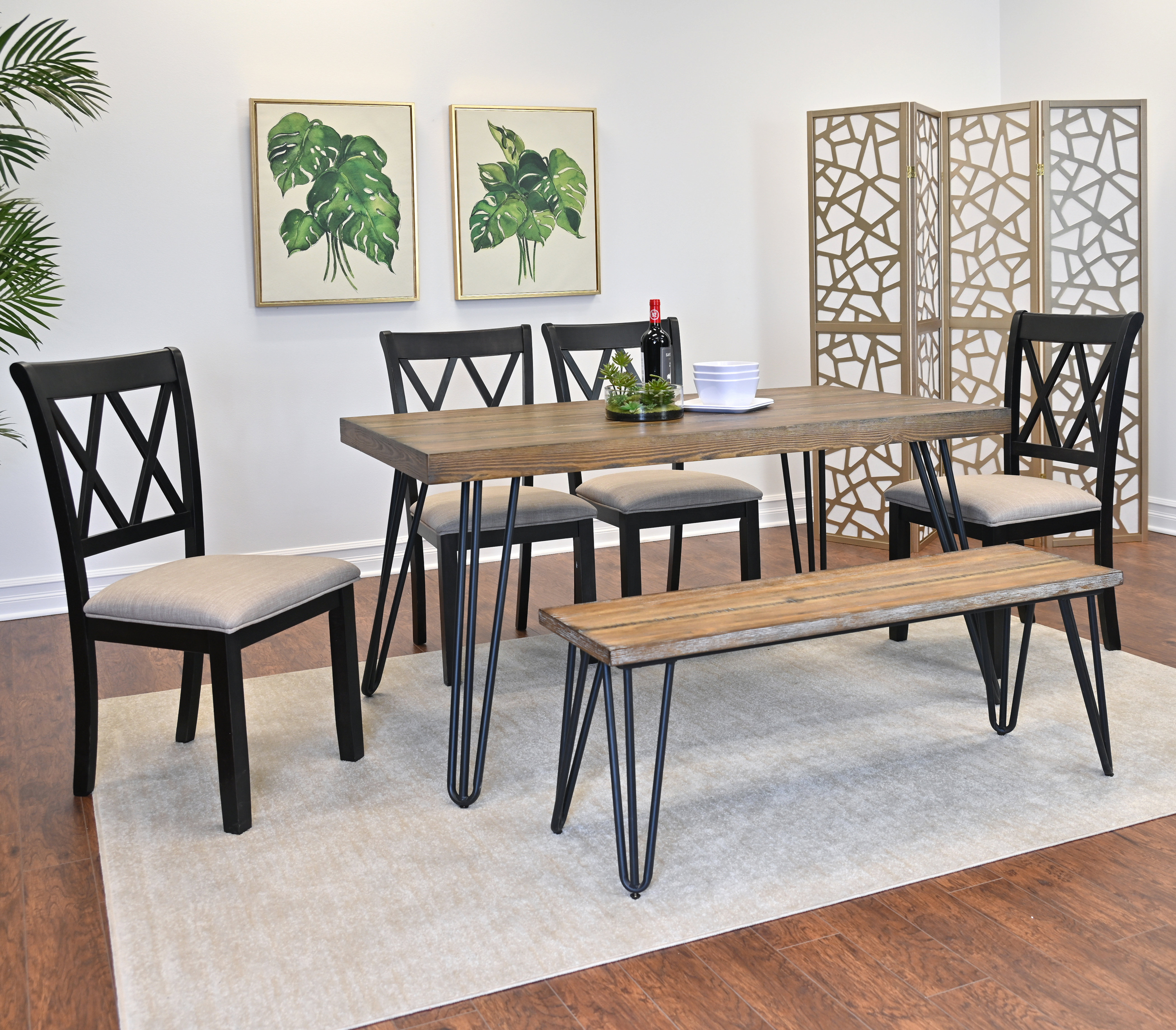 Corrigan Studio Dining Table Set, Hairpin Dining Table With Cross-Back ...