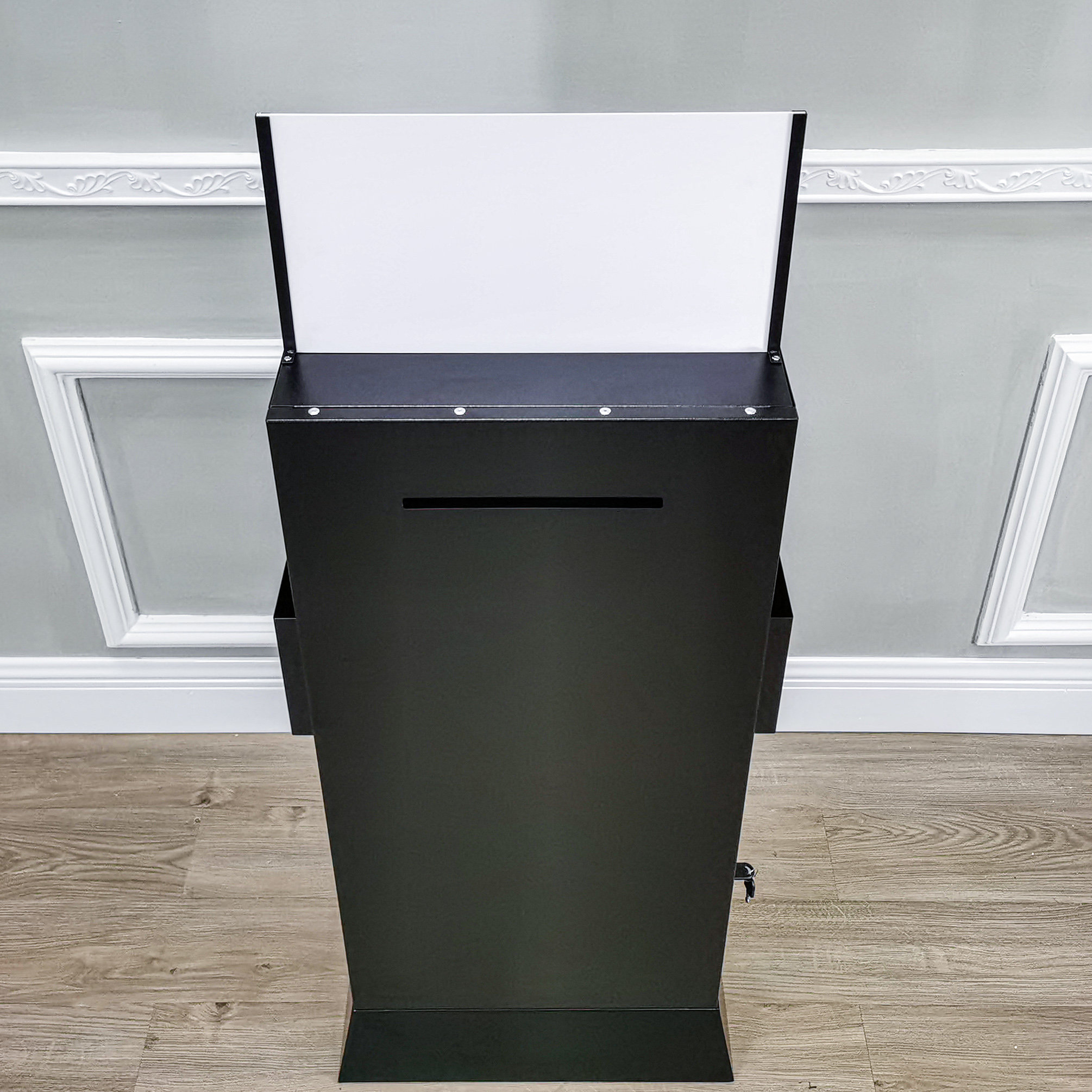 Inbox Zero Black Metal Ballot Box with Side Pockets, Lockable ...