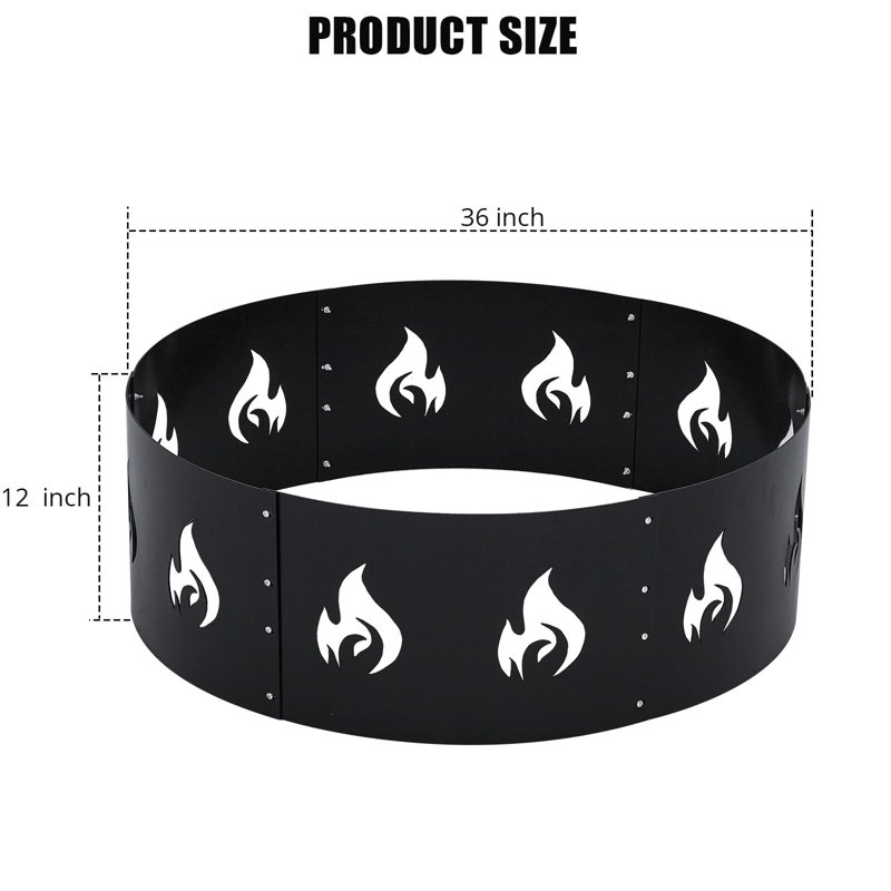 Zstar 36" Round Fire Ring, Heavy-Duty 2.5Mm Thick Steel Metal Rim | Wayfair
