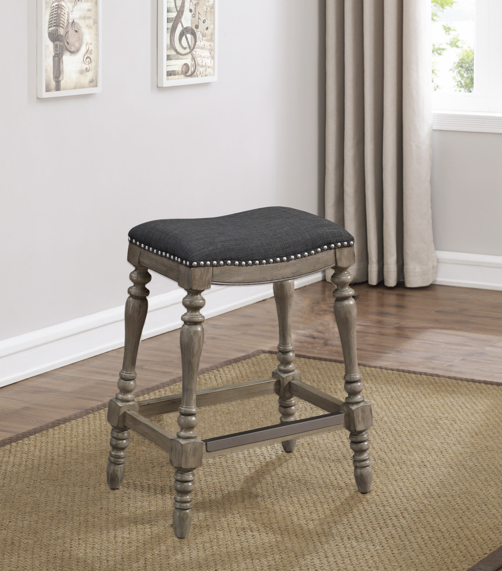 Ophelia & Co. Aviv Upholstered Counter Stool with Solid Wood Frame ...