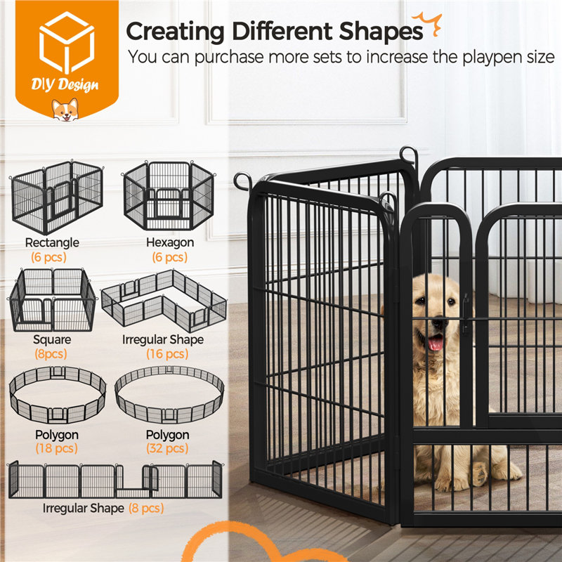 Yaheetech 6 Panel Metal Exercise Pen With Pet Door & Reviews | Wayfair
