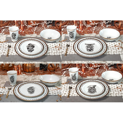 Ukonic Harry Potter Hogwarts House Logos 16-piece Ceramic Dinnerware ...