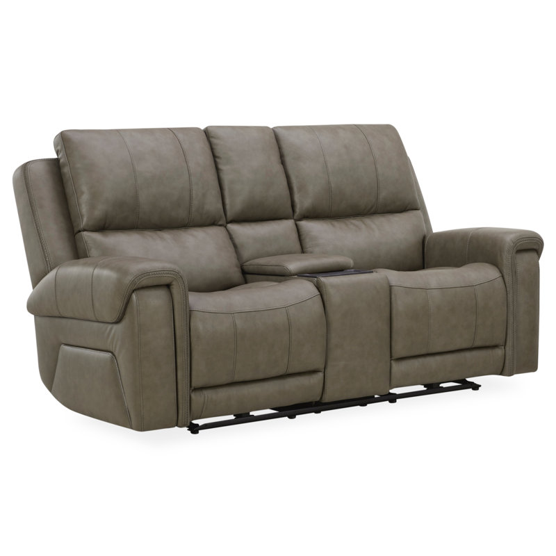 Southern Motion Brook 81'' Leather Triple Power Console Loveseat | Wayfair