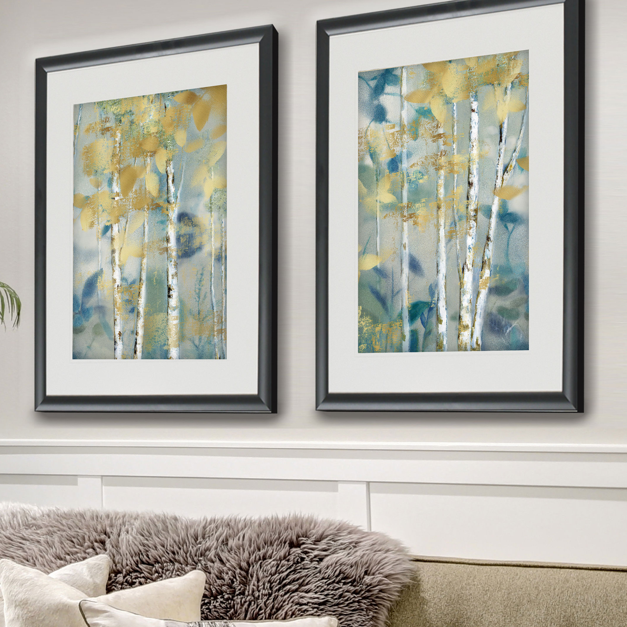 Lark Manor™ 'Gilded Forest' 2 Piece Framed Acrylic Painting Print Set ...