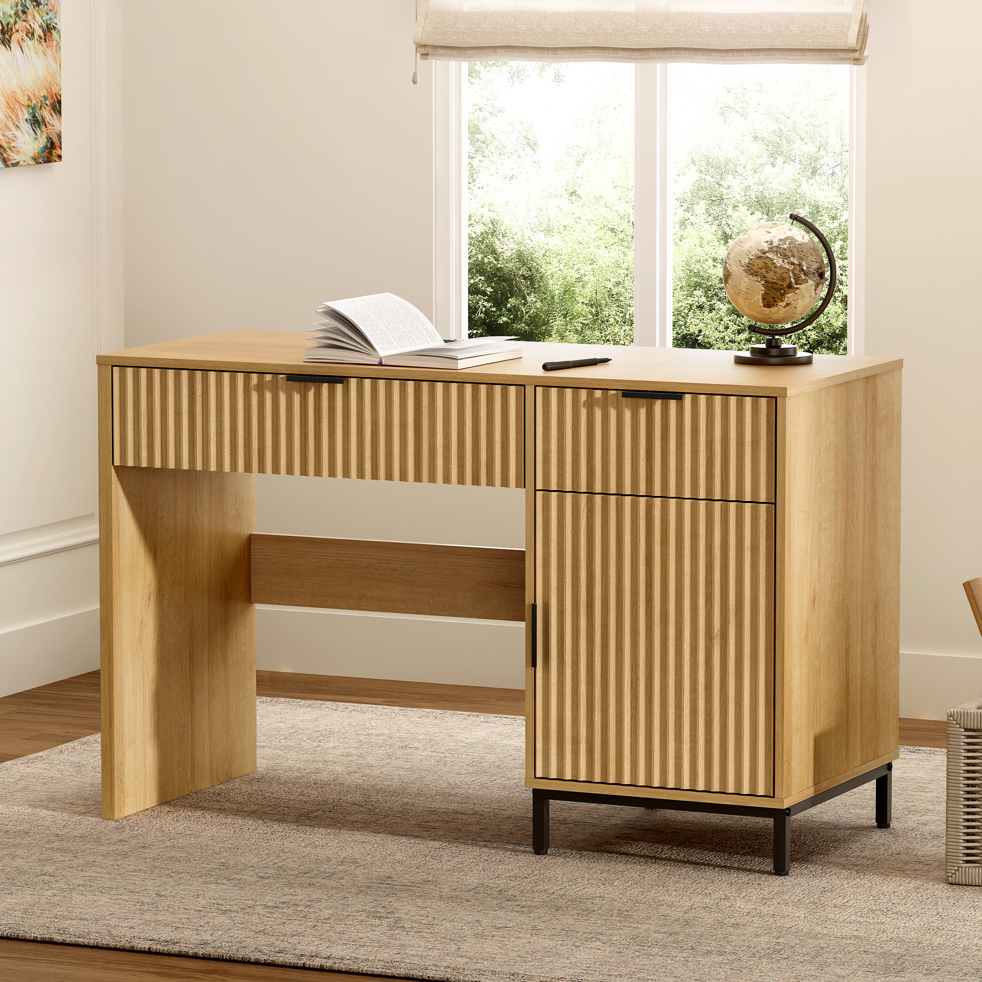 Ebern Designs 47" Fluted Executive Desk | Wayfair