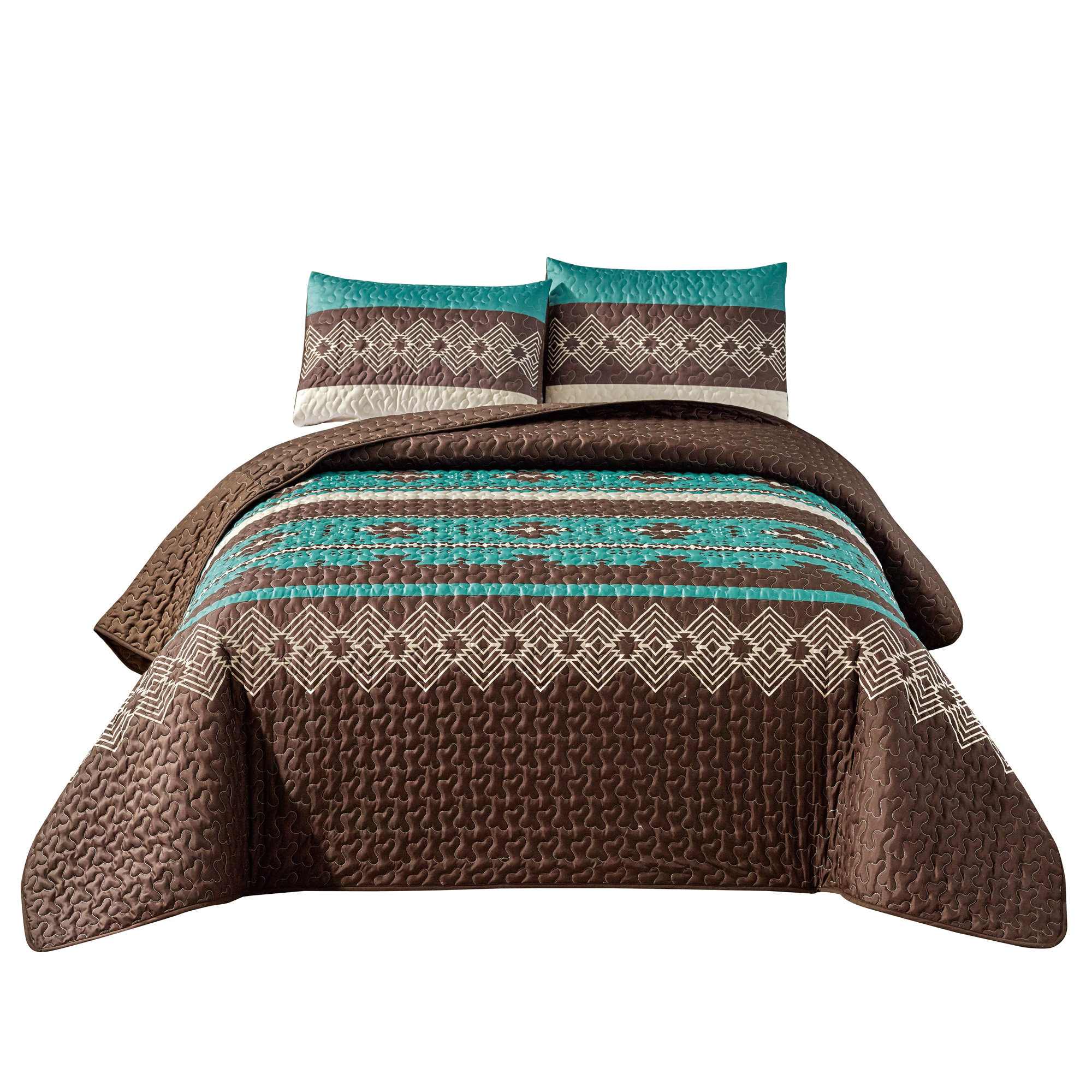 World Products Mart Brown Microfiber 3 Piece Coverlet | Wayfair