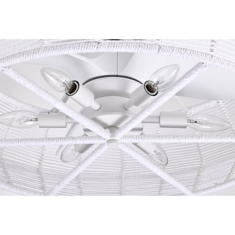 Warehouse of Tiffany Akasha 28 Inch Rattan Rope Ceiling Fan 6 Light ...