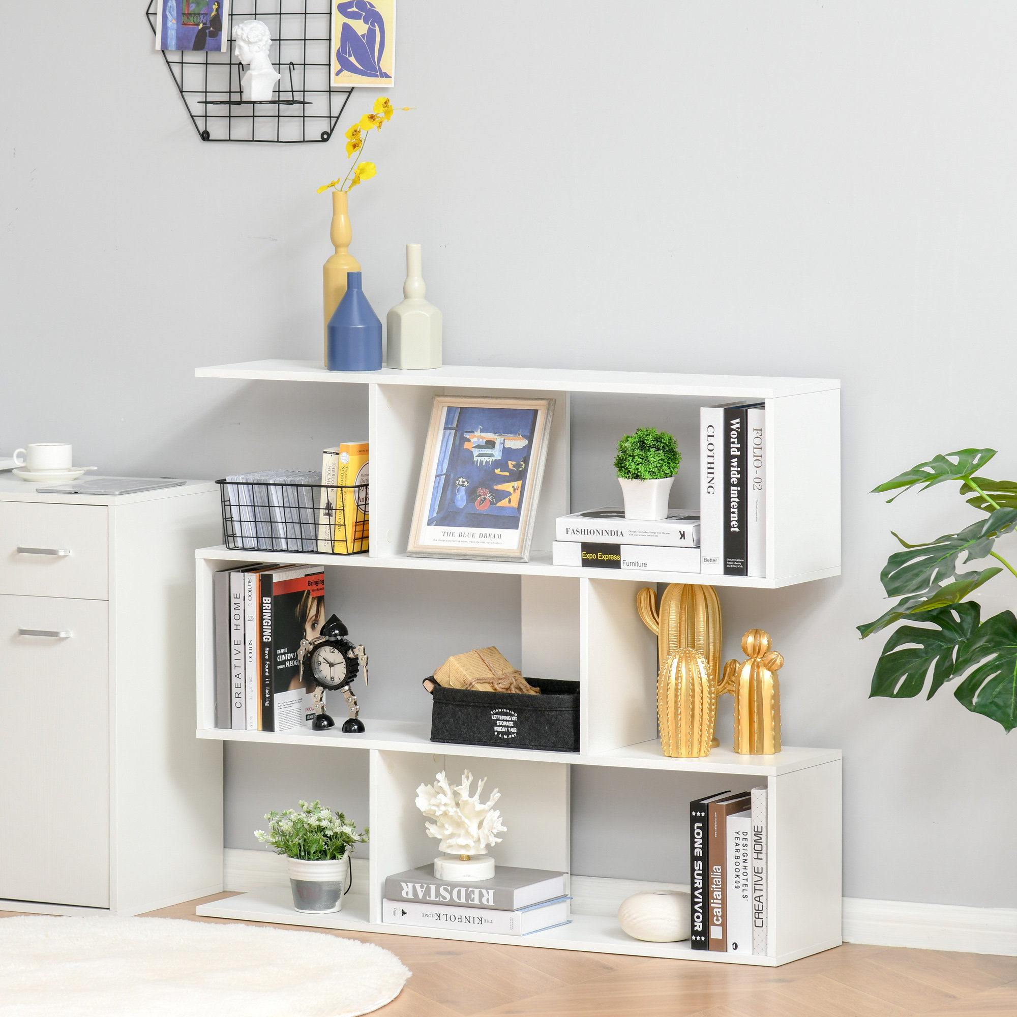 Latitude Run® Jatinder 37" H x 43.25" W Geometric Bookcase & Reviews ...