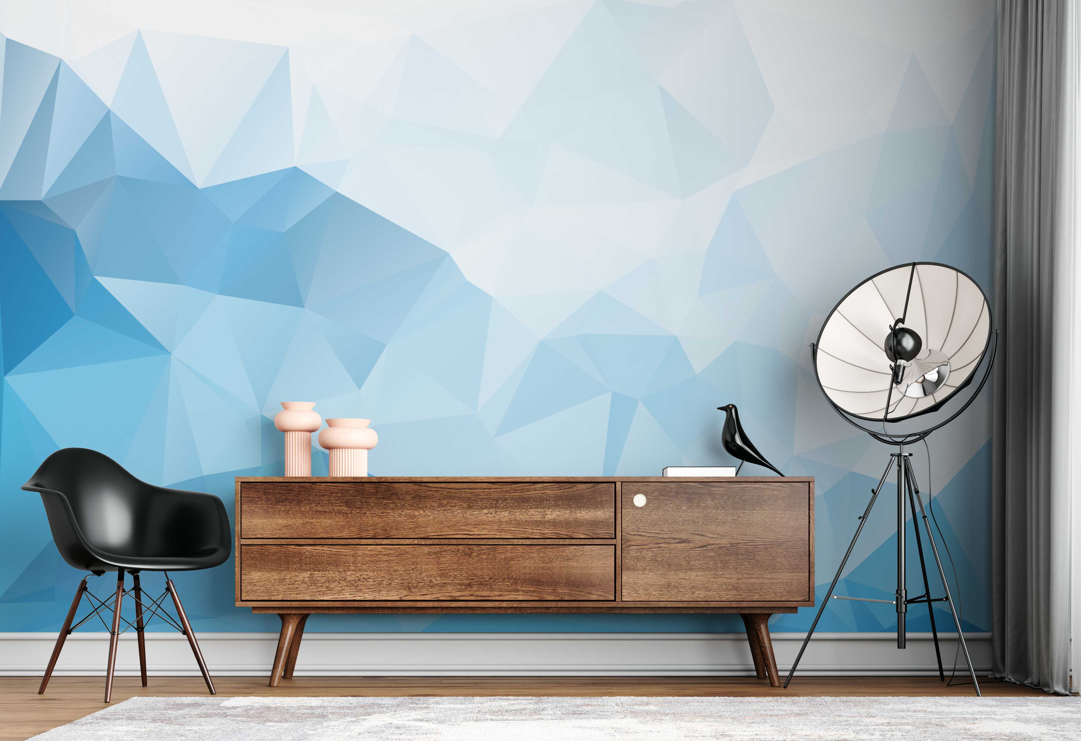 wallpaew Blue Geometric Shapes Modern Wallpaper | Wayfair