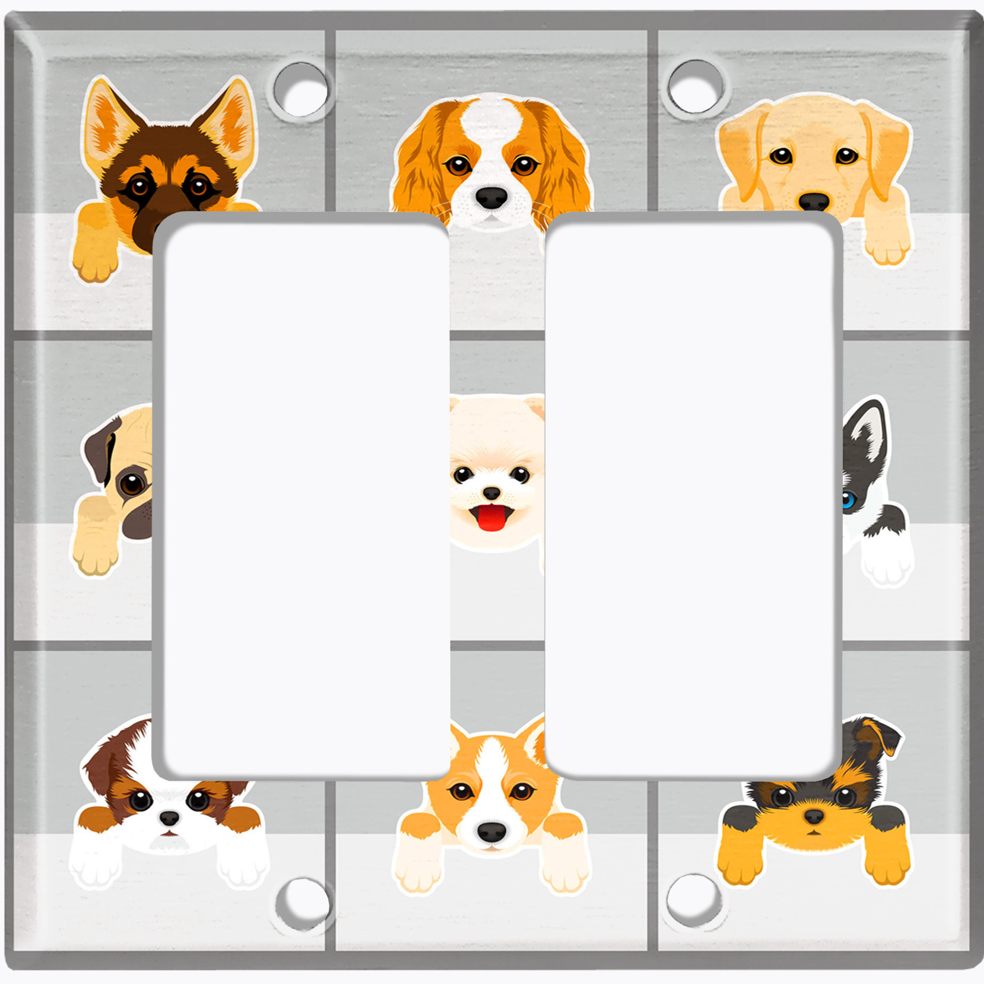 WorldAcc Metal Light Switch Plate Outlet Cover (Cute Puppy Dog Grey ...