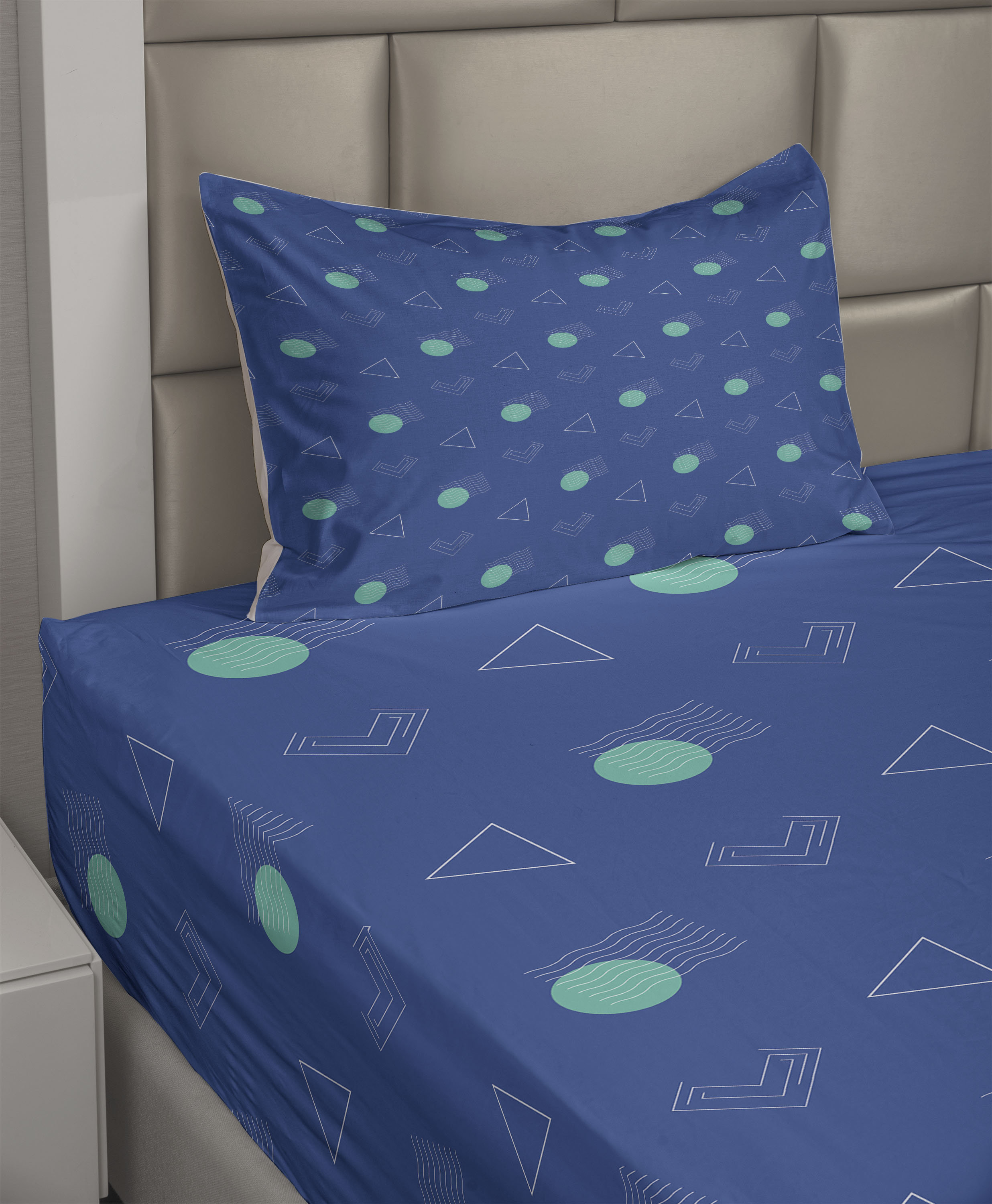 Ambesonne Geometric Sheet Set Wavy Lines Triangles Art Dark Violet and ...