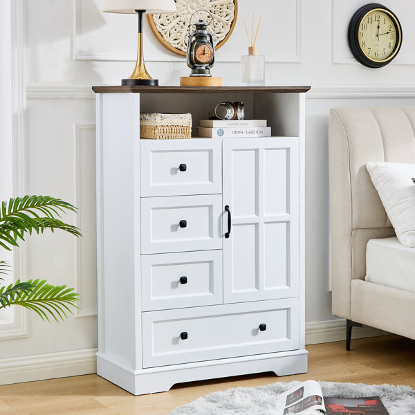 Winston Porter Farmhouse 4 - Drawers Dresser Organizer, Rustic Tall ...