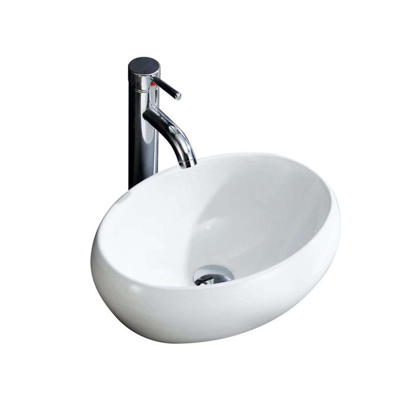 Fine Fixtures Modern Ceramic Circular Vessel Bathroom Sink & Reviews ...