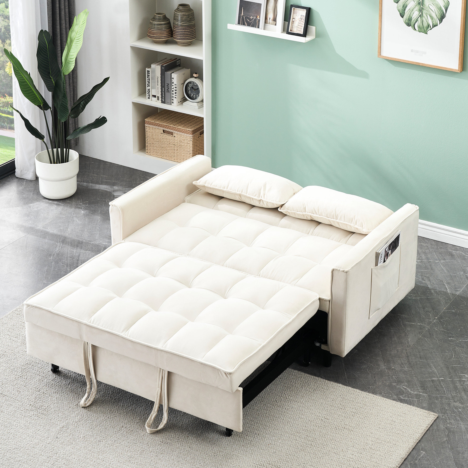 Mercer41 Velvet Futon : 3 In 1 Convertible Sleeper With Reclining ...