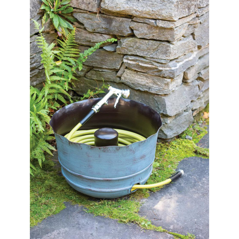 Gardener's Supply Company Brushed Blue Garden Hose Pot | Wayfair