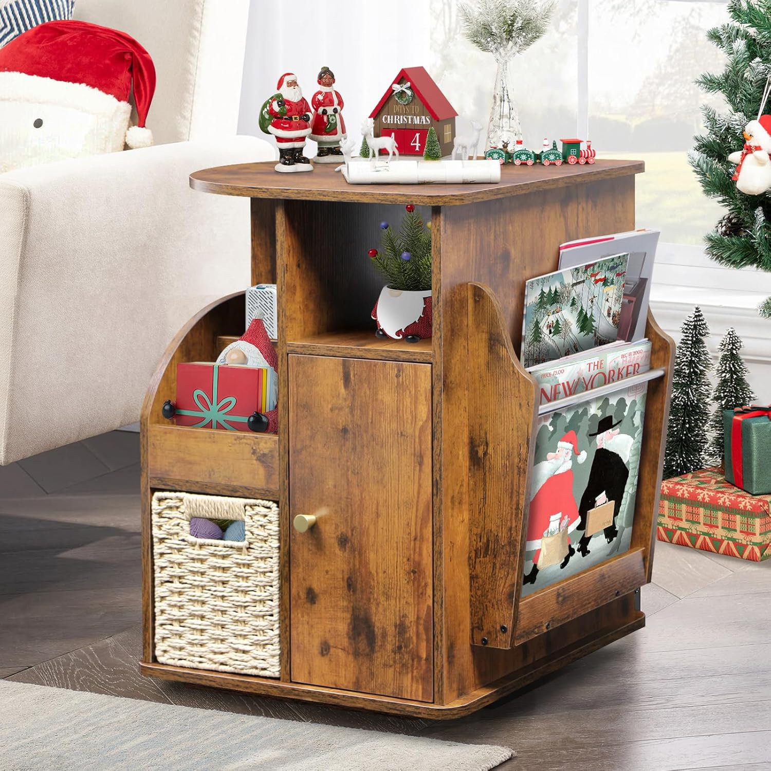 One Allium Way® Rotating End Table With Storage - Sturdy Side Table ...