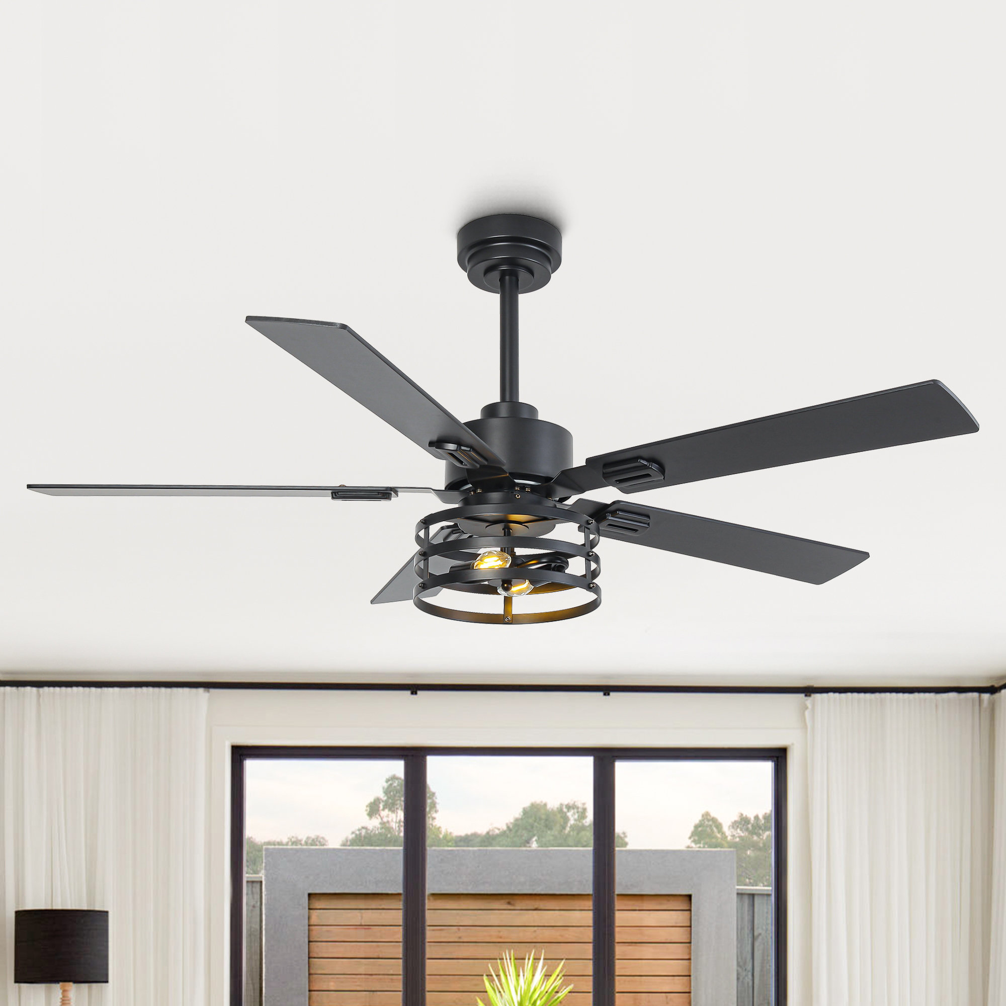 Vaczon Farmhouse Reversible 5-Blade Ceiling Fan With Light Kits And ...