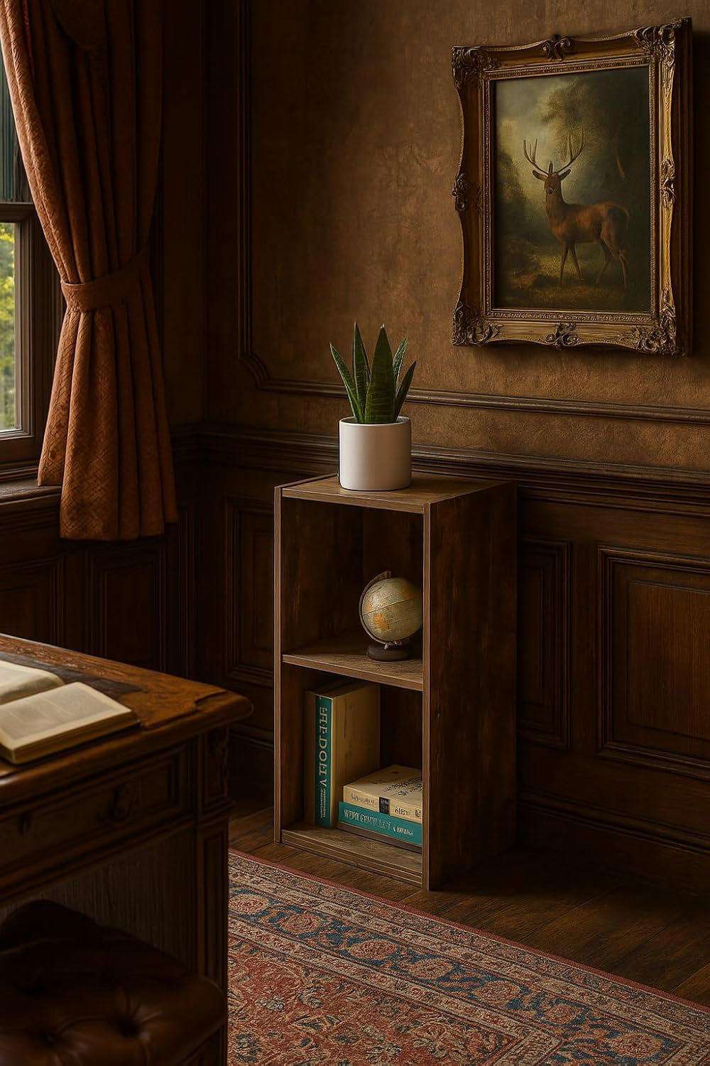 Ebern Designs Open Bookshelf, 2 Tier Bookcase, Wooden Book Shelf, Sturdy Bookshelf with Storage ...