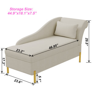 Mercer41 Driscilla Right-Arm Chaise Recessed Arm Chaise Lounge with ...