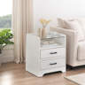 Wrought Studio™ White LED Nightstand With Led Lights And Glass Top ...