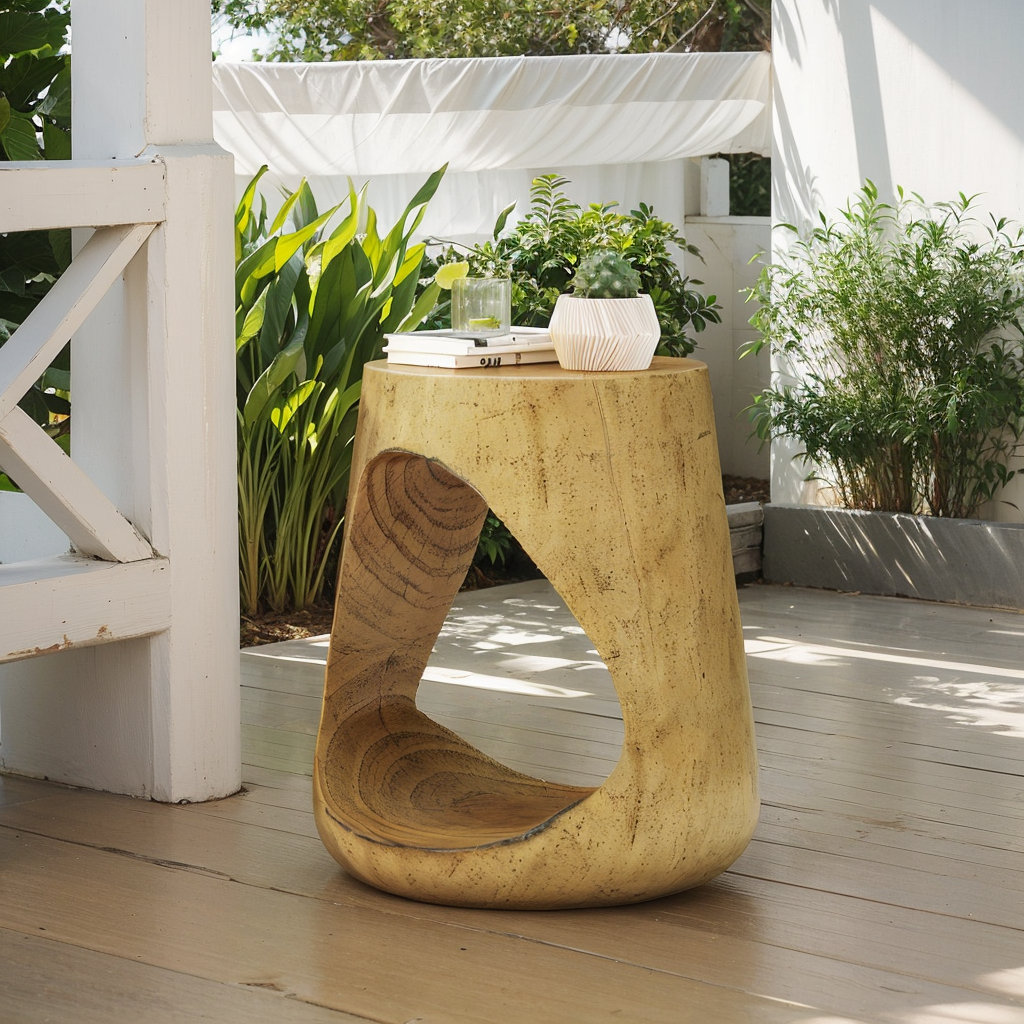 Dakota Fields MGO Hollow Side Table, Wood-like texture, Natural Colour ...
