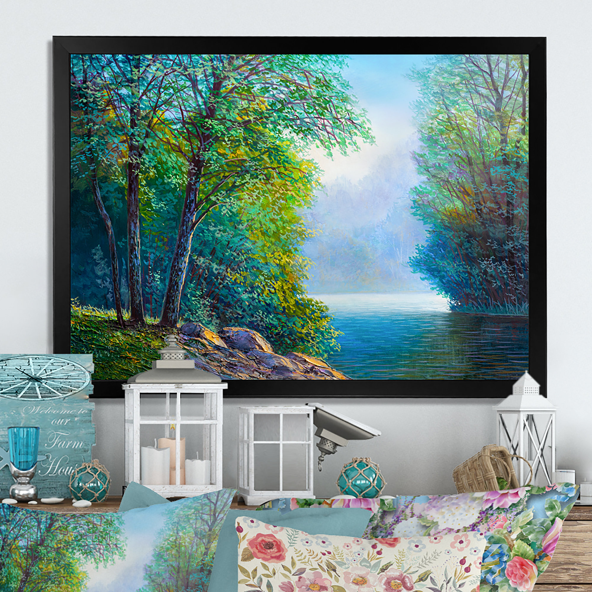 Millwood Pines River Though A Summer Forest II - Traditional Canvas ...