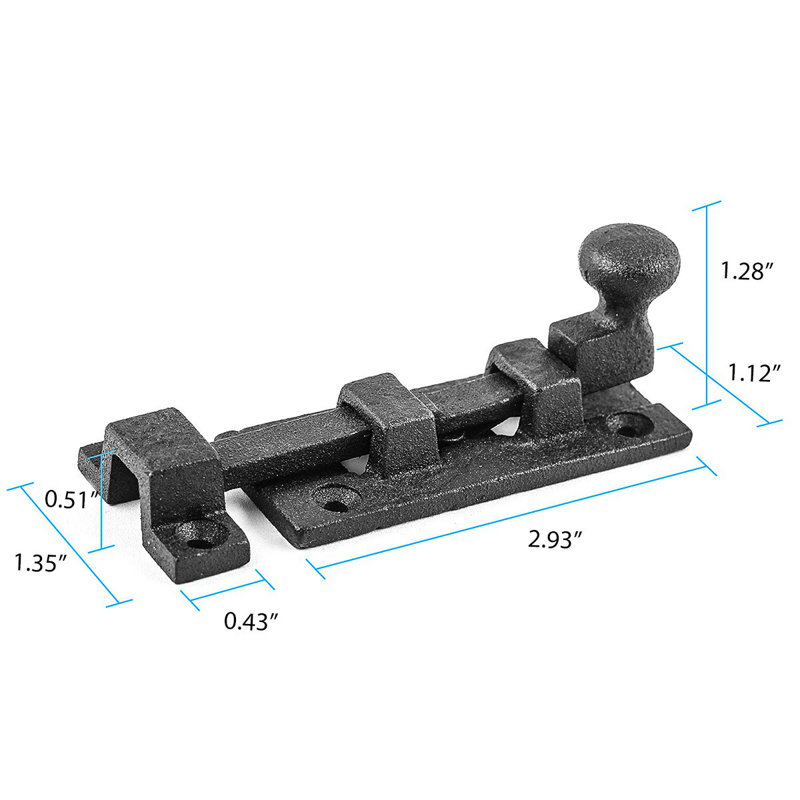 The Renovators Supply Inc. Black Wrought Iron Slide Bolt 3.5" Wide ...
