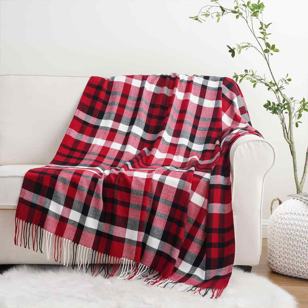TELOVIN Plaid Throw Blanket For Couch - Fall Plaid Blanket Buffalo ...