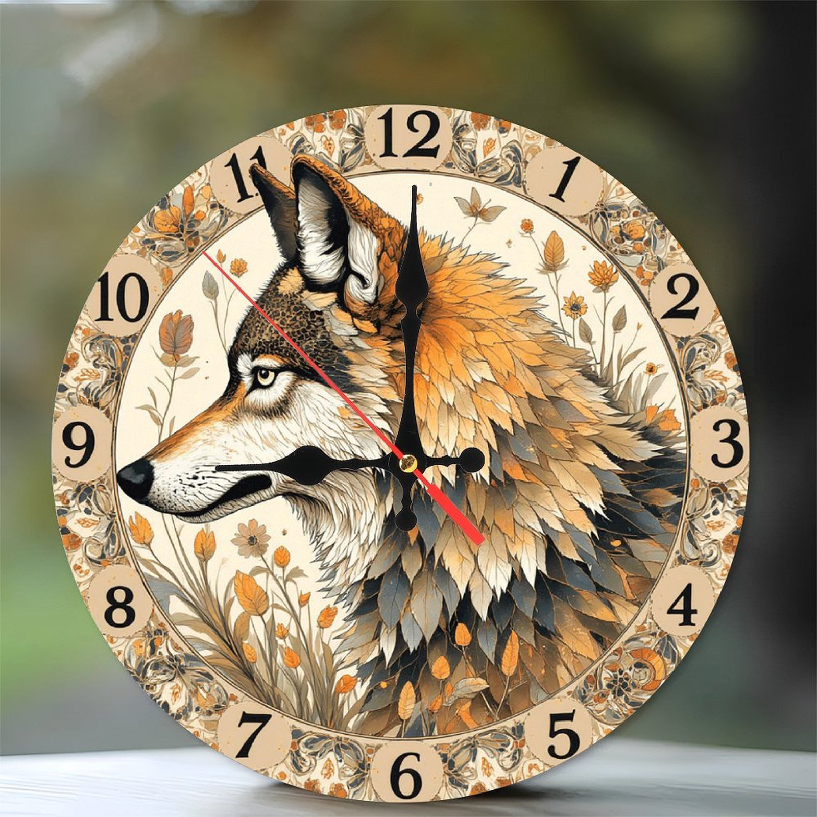 Dakota Fields Artistic Wolf Colorful Decorative Wall Clock Design | Wayfair