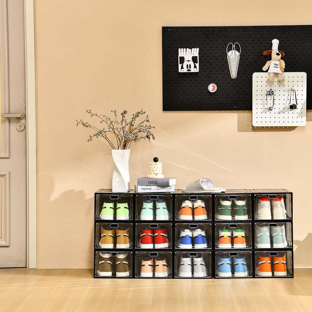 Brayden Studio® 12 Pack Gray Transparent Shoe Storage Organizer ...