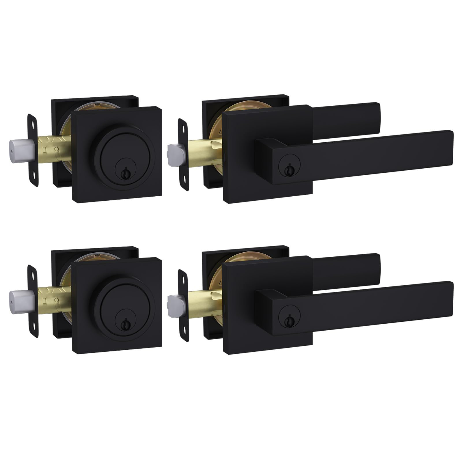 ALFOSCABINETS 2 Packs Gold Exterior Door Lock Set with Handle ...