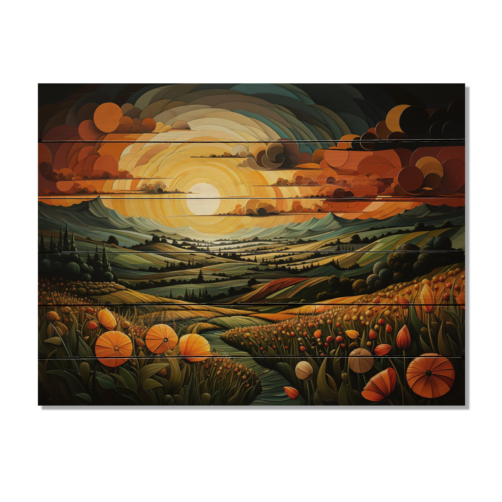 Loon Peak® Countryside Geometric Plains I On Wood Print | Wayfair