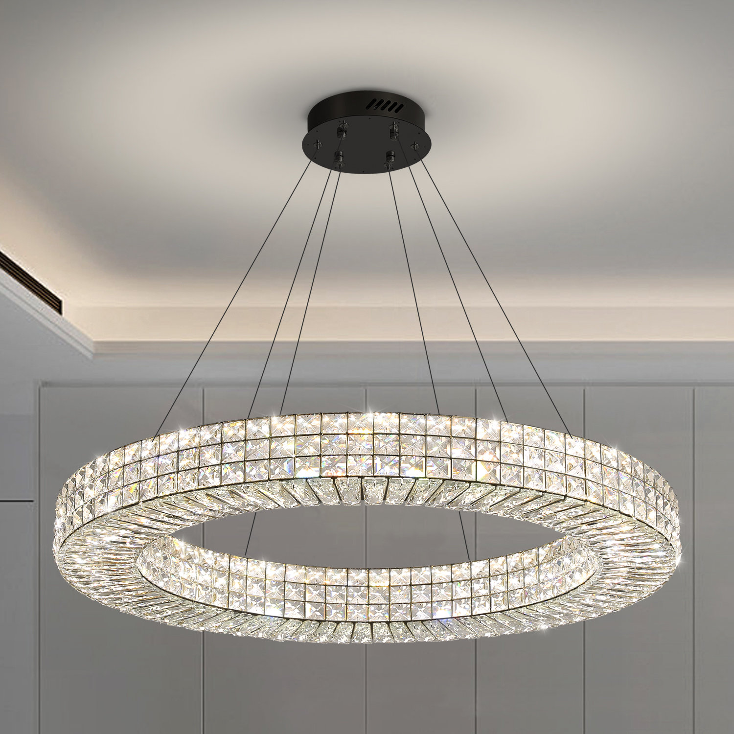 Mercer41 Wakeisha 24inch LED Ring Pendant Light Adjustable Dimmable ...
