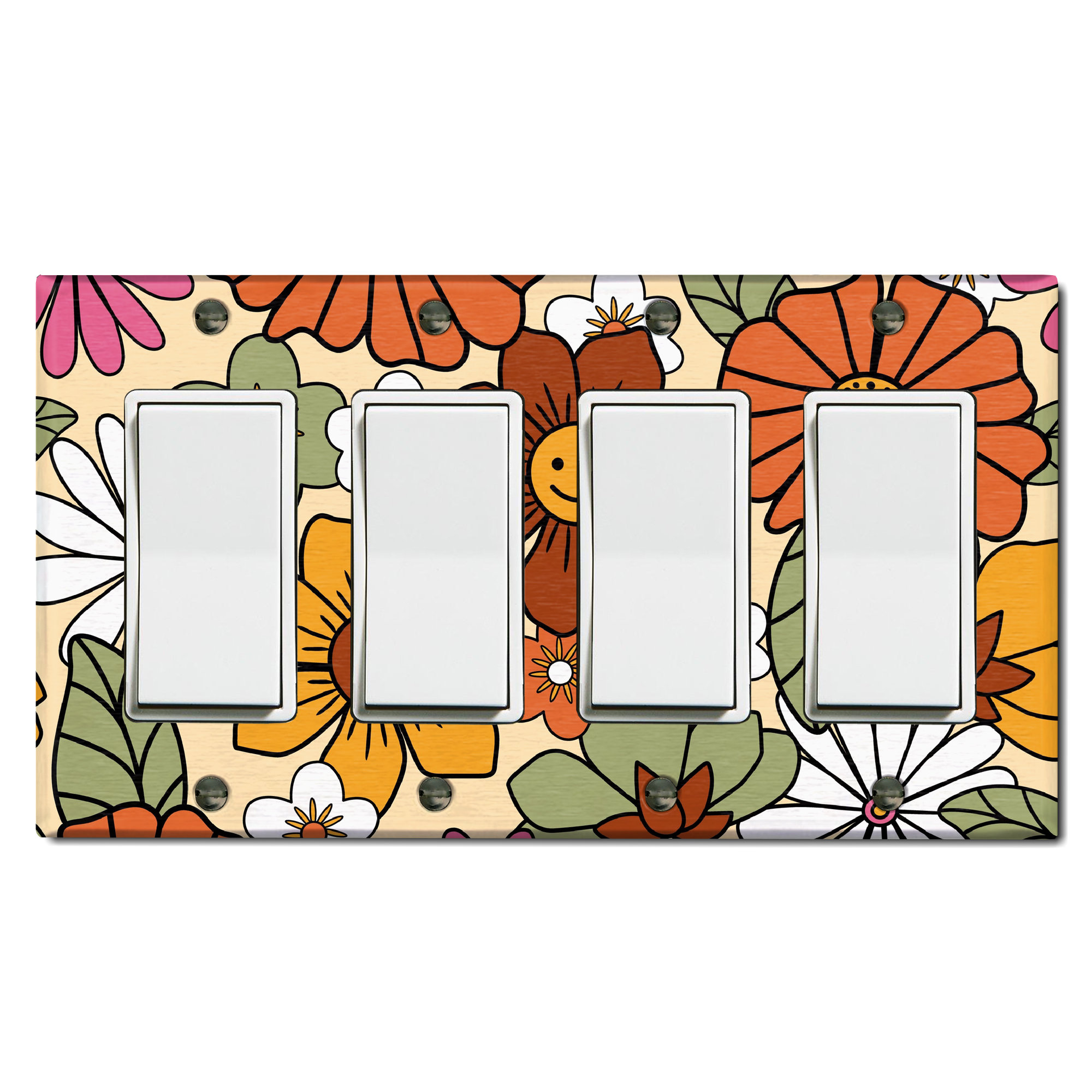 WorldAcc Nature Themed 4 - Gang Toggle Light Switch Standard Wall Plate ...
