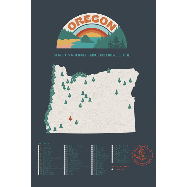 Epic Adventure Maps Oregon State Parks Bucket List Poster, Map Of ...