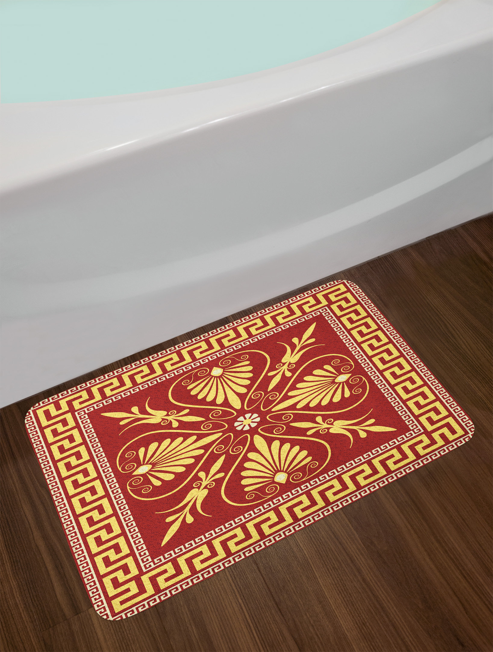 Ambesonne Greek Key Bath Mat by, Old Fashioned Frame Design with the ...