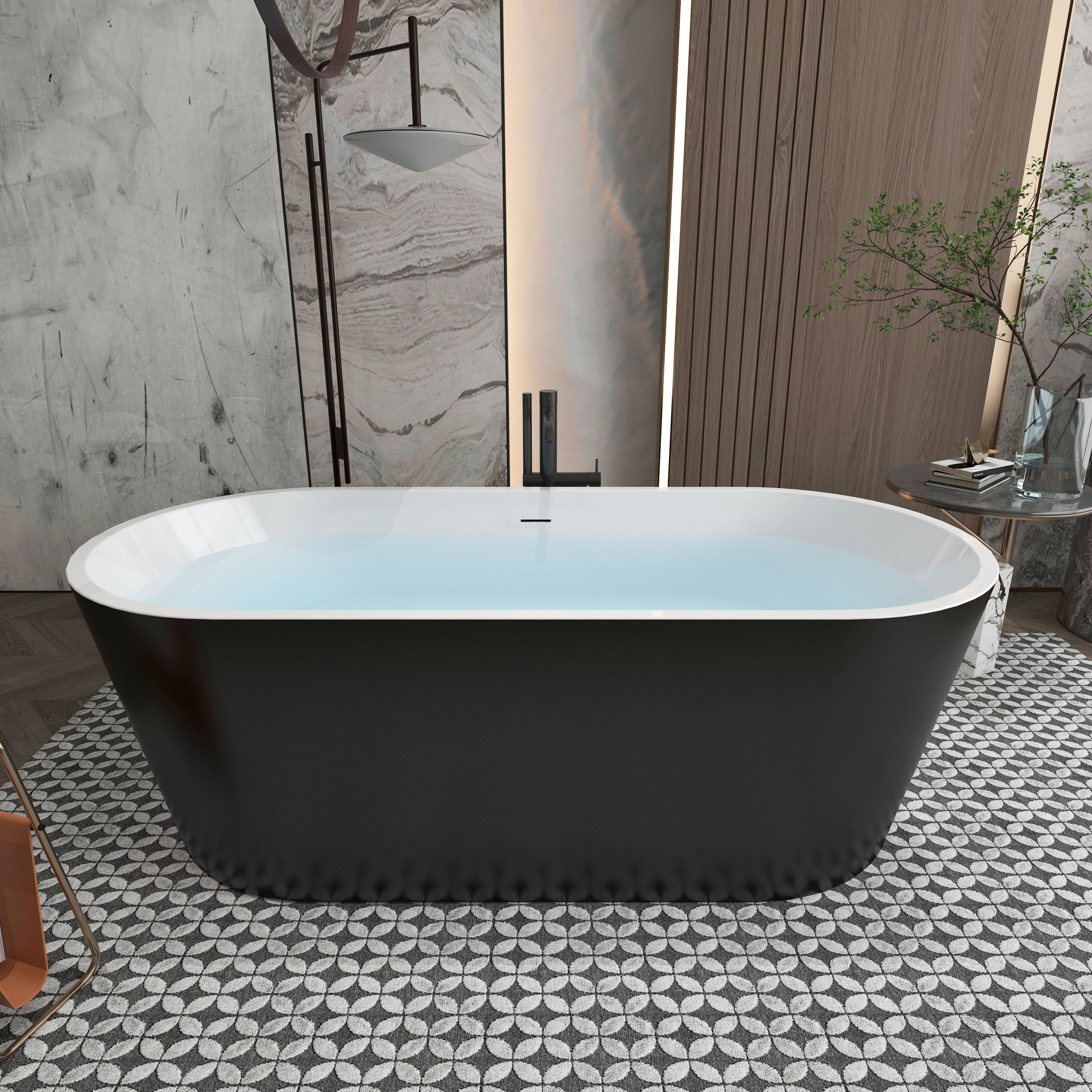 SOTUBX J24-59B Free Standing Tub 59" x27.5" Deep Soaking Bath Tub ...