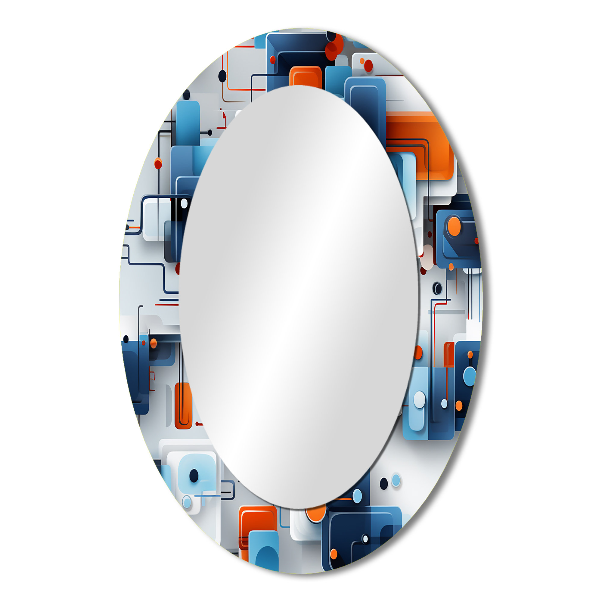 East Urban Home Blue Metropolis Matrix Pattern - Blue Oval Wall Mirror ...