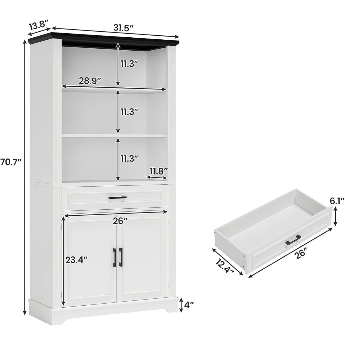 Lark Manor™ 70 In Tall Bookshelf Farmhouse Bookcases With Doors And ...