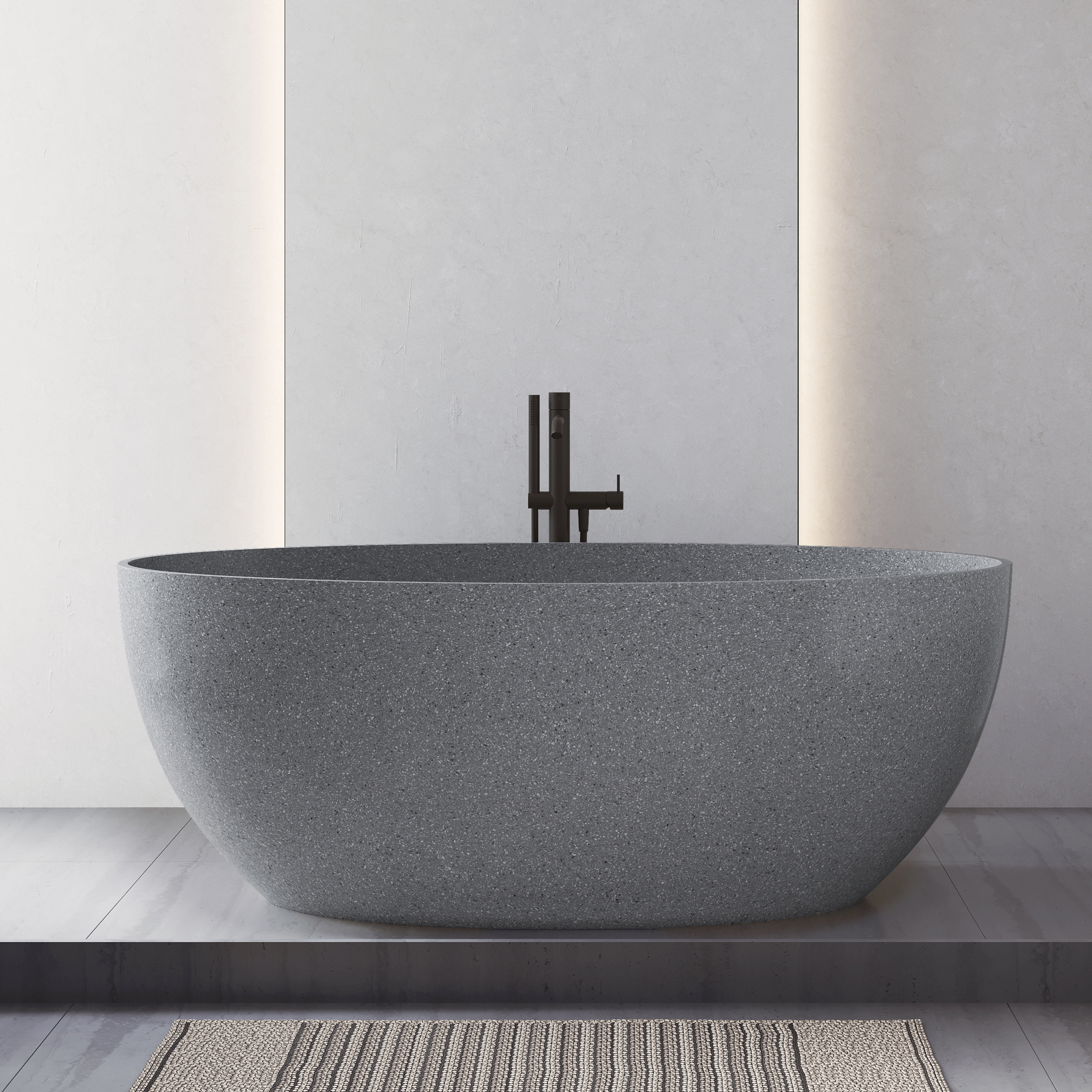 MEDUNJESS 63'' Terrazzo Freestanding Solid Surface Outdoor Soaking ...