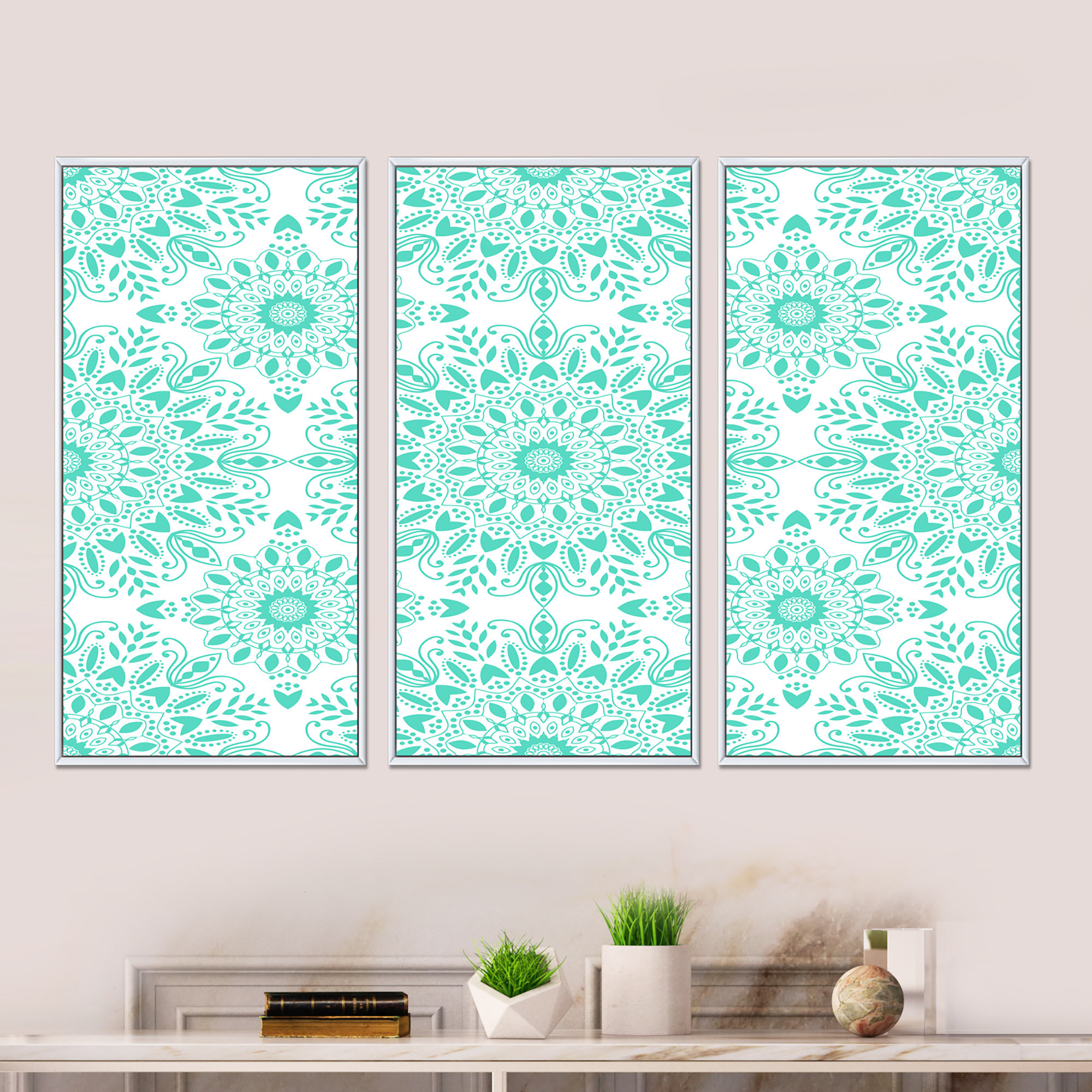 Bungalow Rose Mandal turquoise clair - ensemble d'art mural moderne sur ...