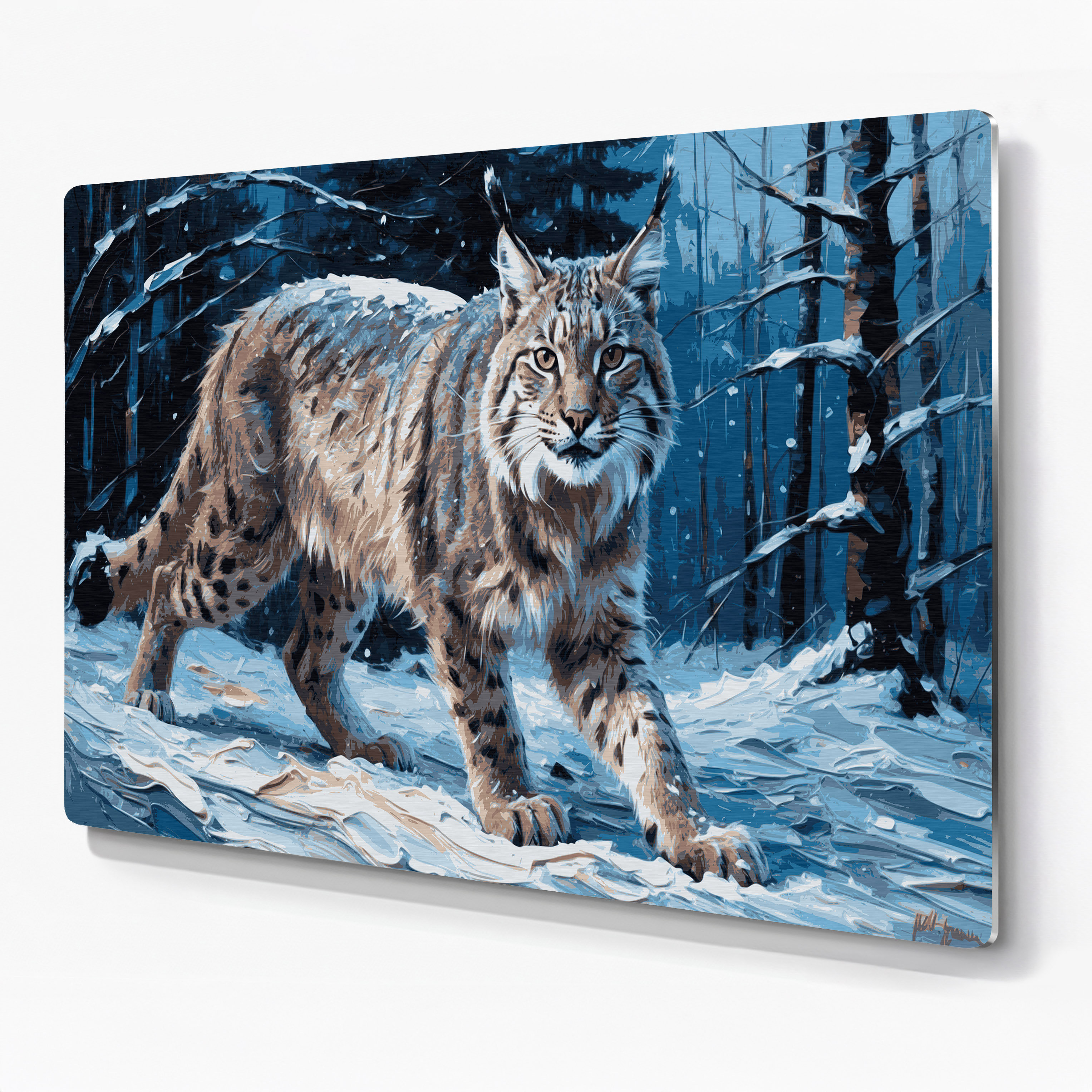 Orren Ellis Big Cats Canadian Lynx Blue Metal Wall Art - Wayfair Canada